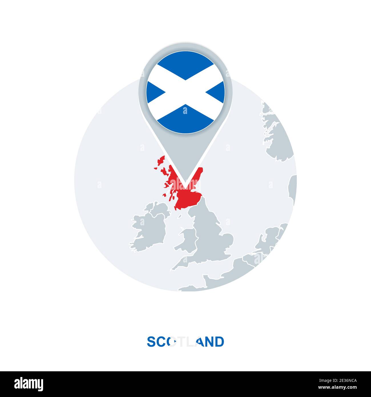 Scotland map and flag, vector map icon with highlighted Scotland Stock ...