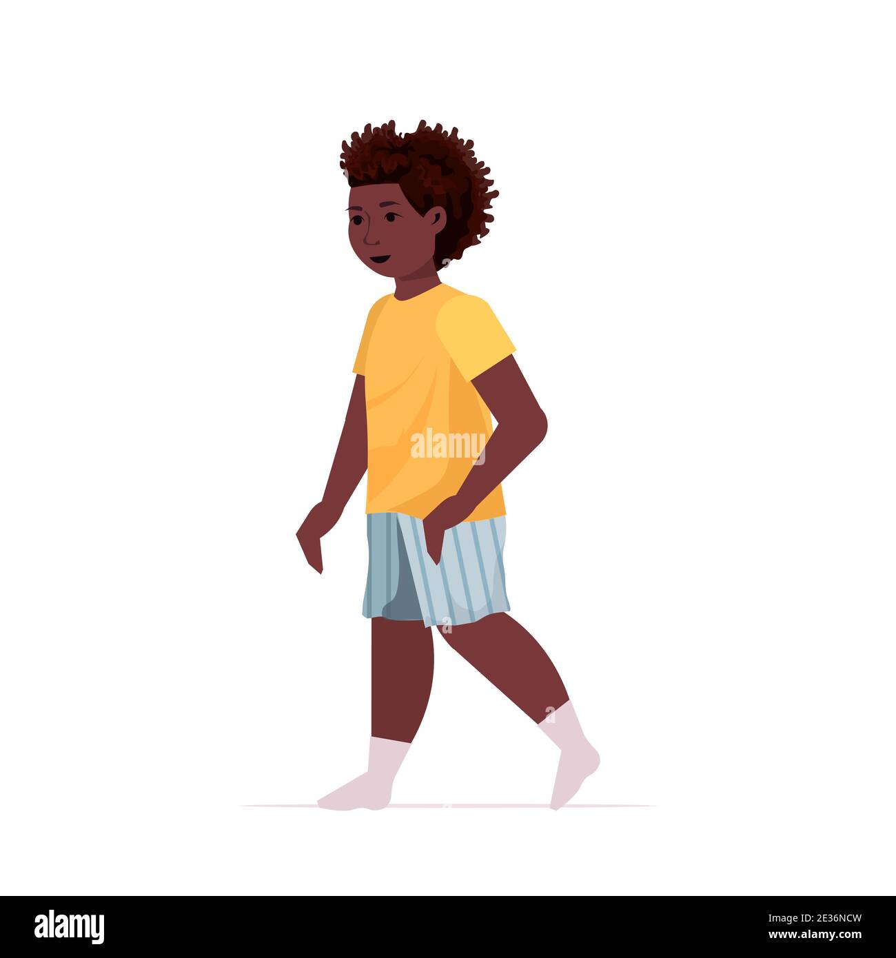 beautiful african american boy cute child standing pose male cartoon ...