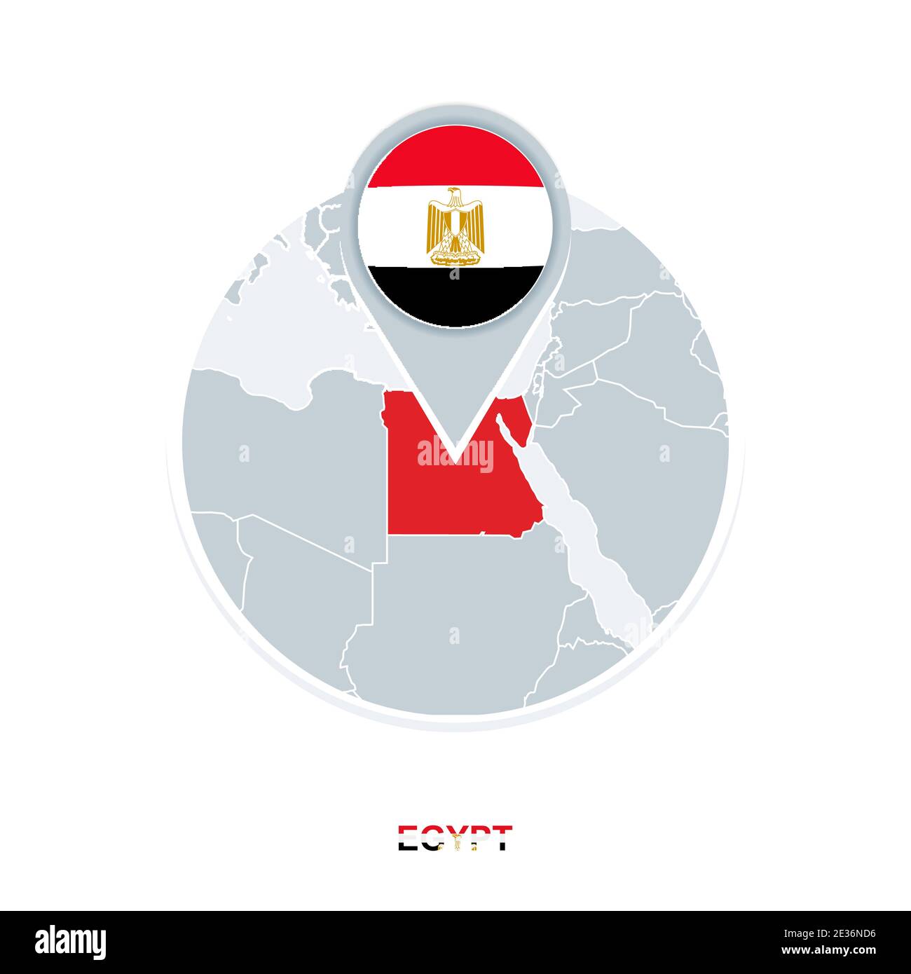 Egypt map and flag, vector map icon with highlighted Egypt Stock Vector ...