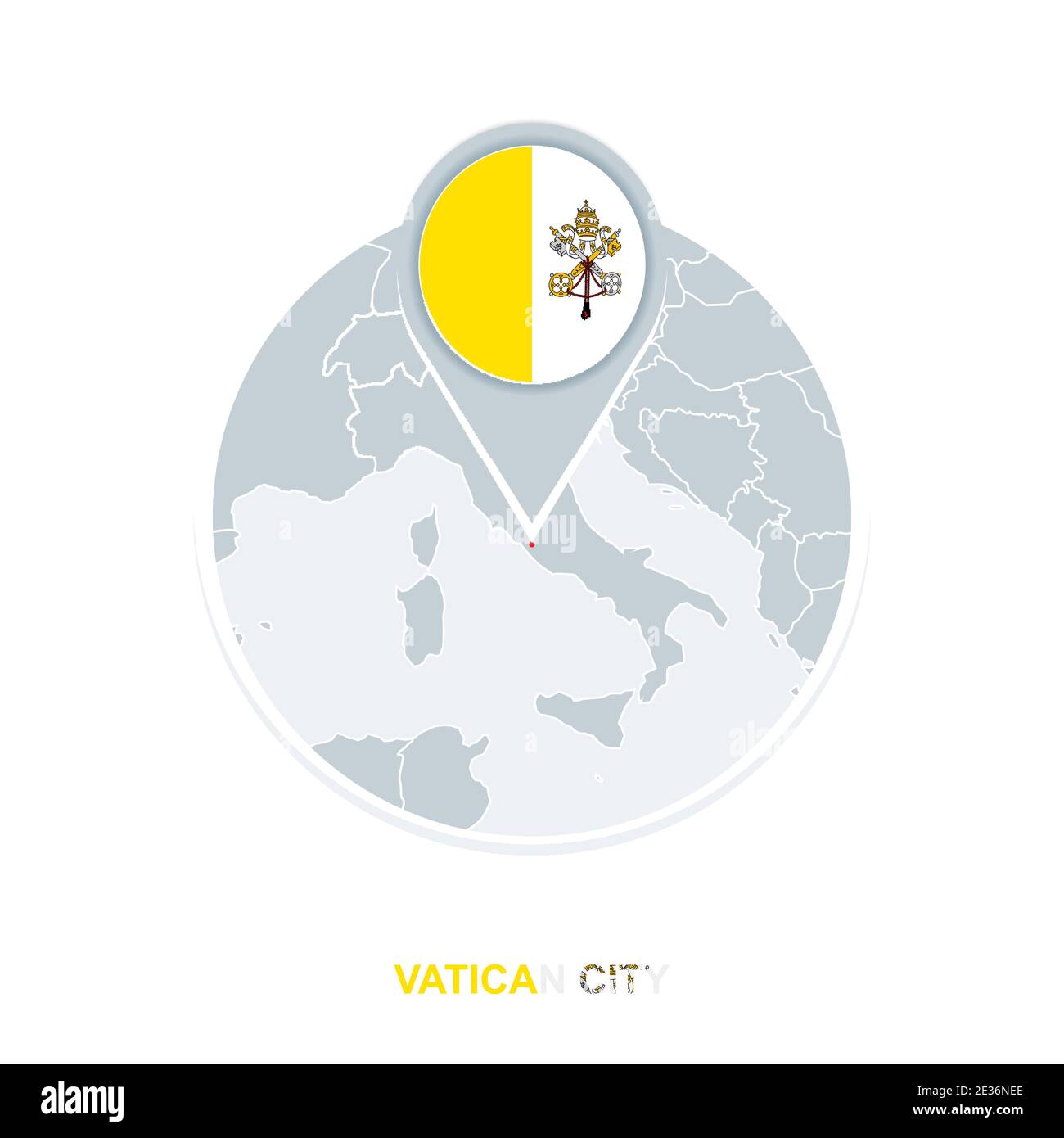 Vatican City map and flag, vector map icon with highlighted Vatican ...