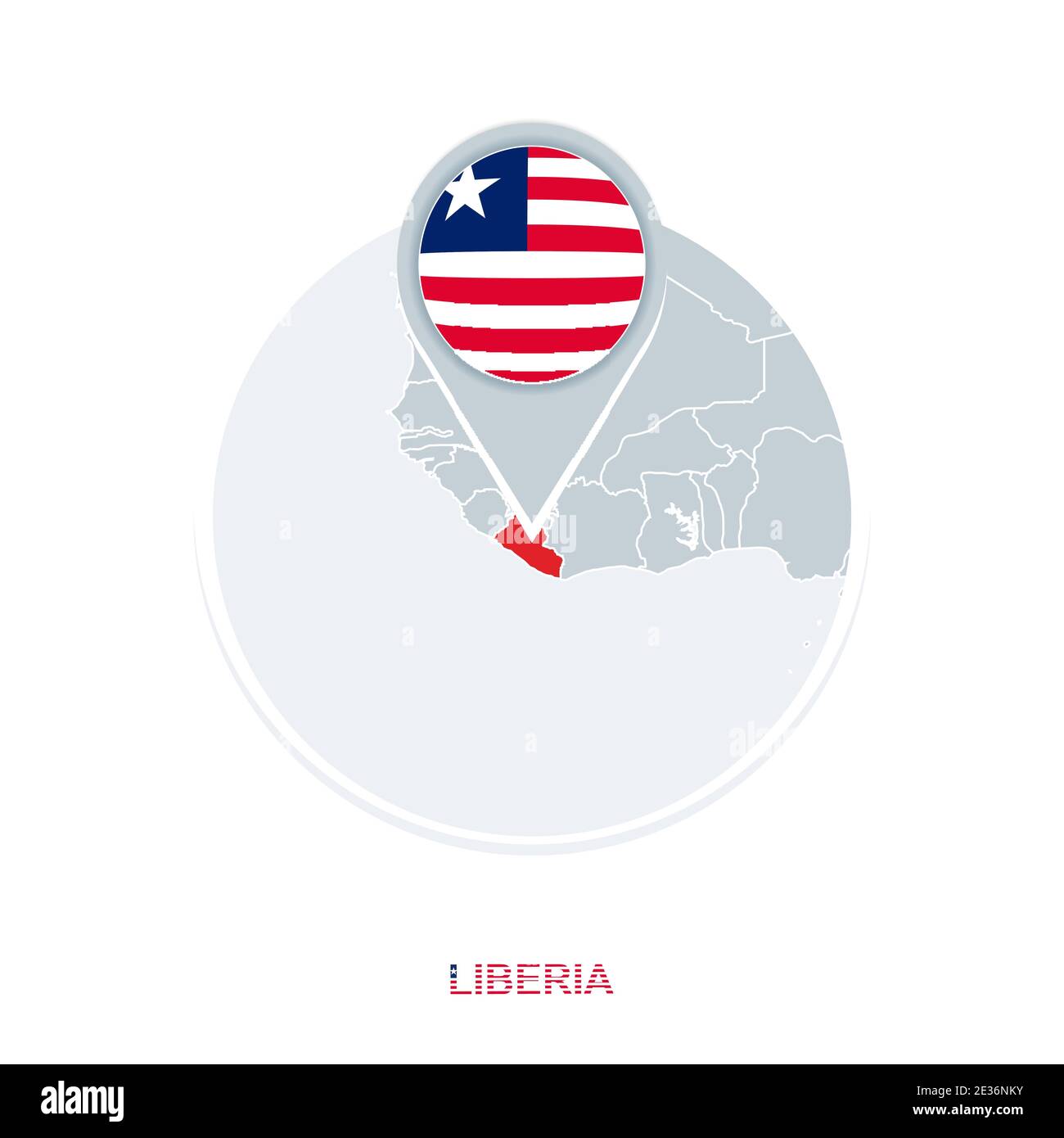 Liberia map and flag, vector map icon with highlighted Liberia Stock ...