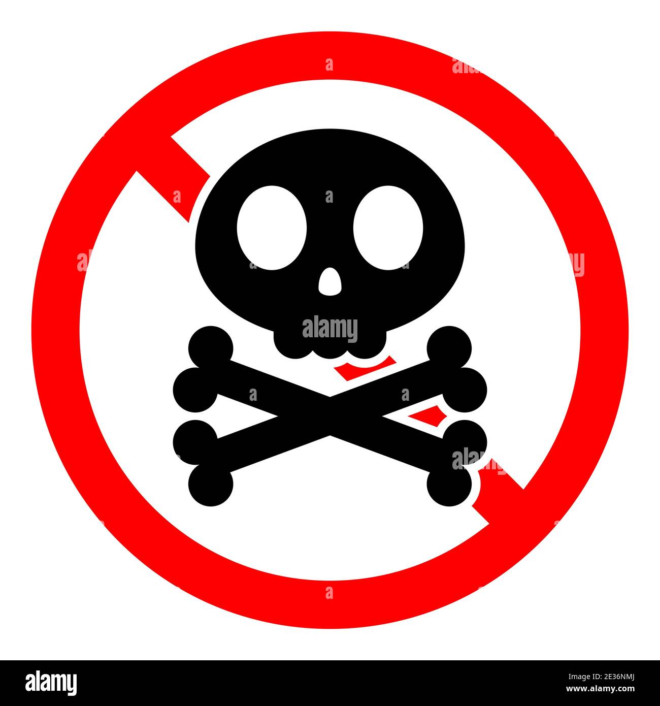 Stop or ban red round sign with skull and crossbones icon. Vector ...