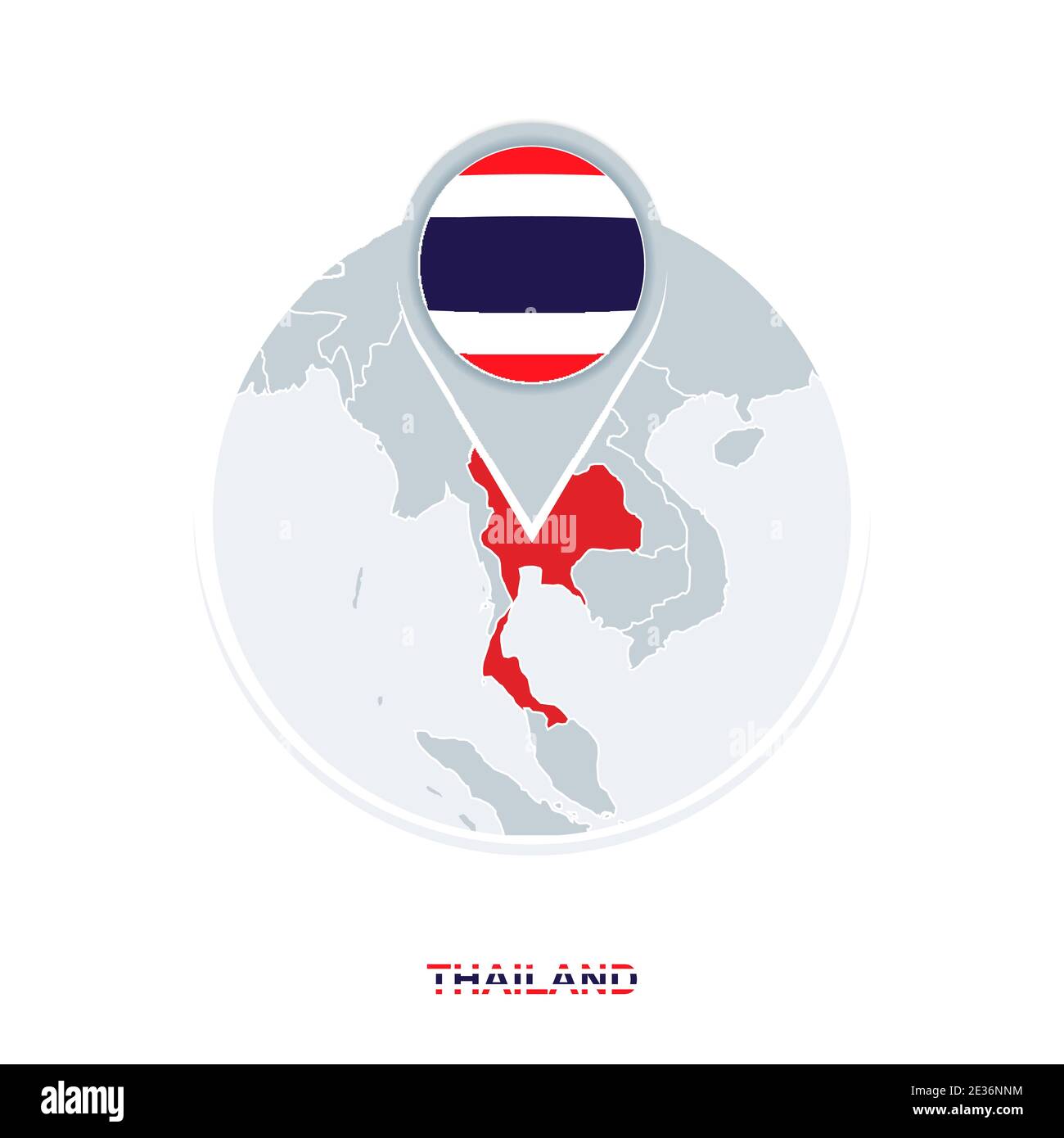 Thailand map and flag, vector map icon with highlighted Thailand Stock ...