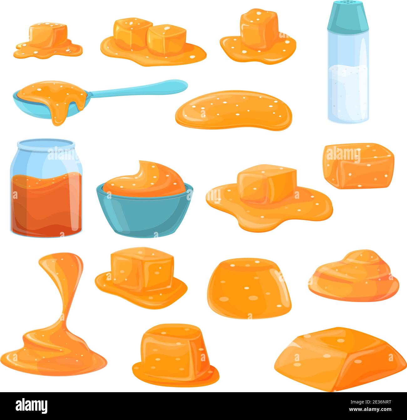Salted caramel icons set. Cartoon set of salted caramel vector icons ...