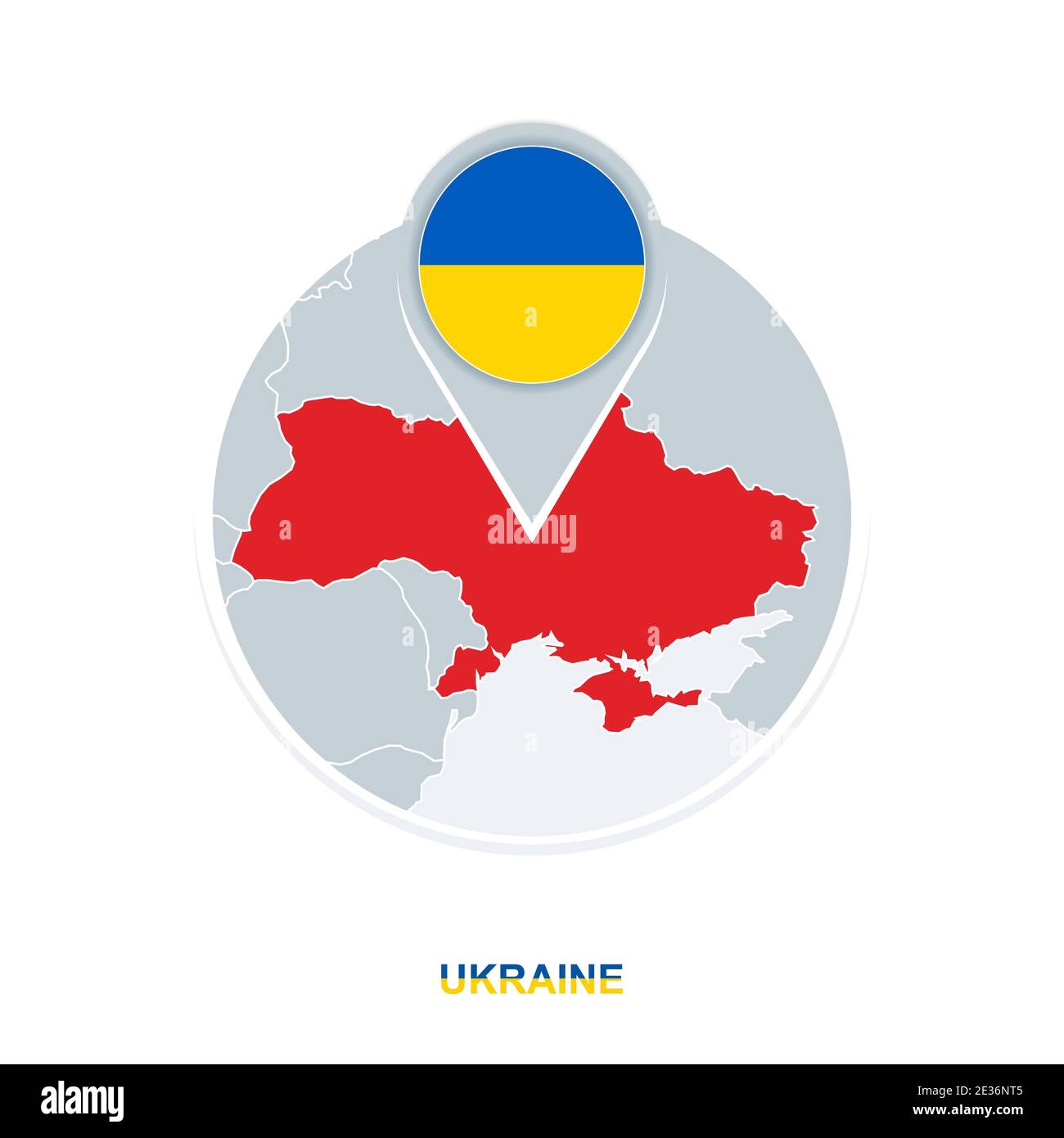 Ukraine map and flag, vector map icon with highlighted Ukraine Stock ...