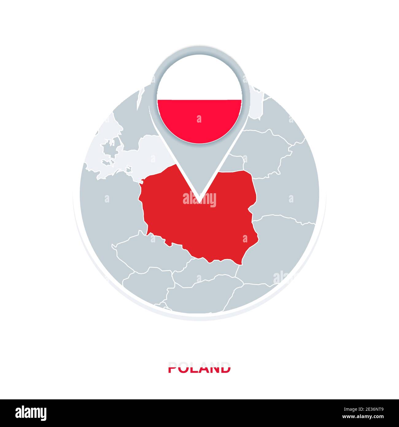 Poland map and flag, vector map icon with highlighted Poland Stock ...