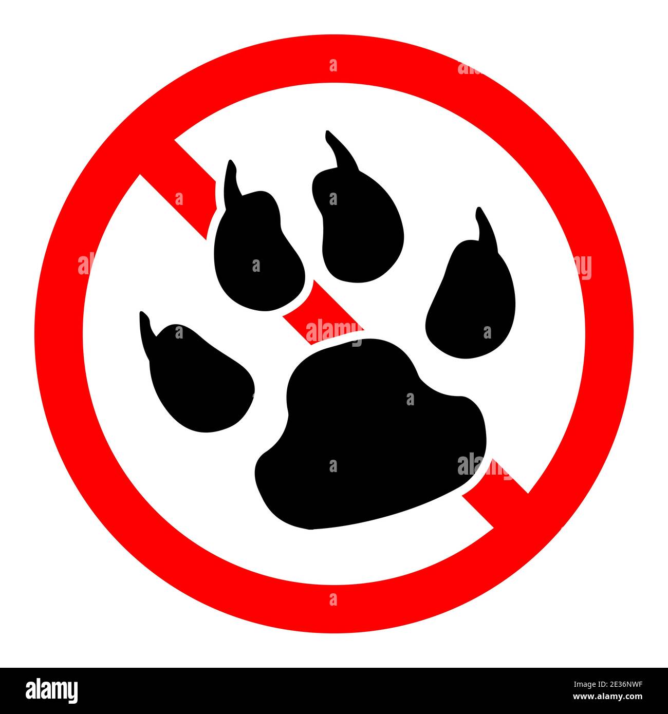 Animal footprint is prohibited. Stop or ban red round sign with animal ...