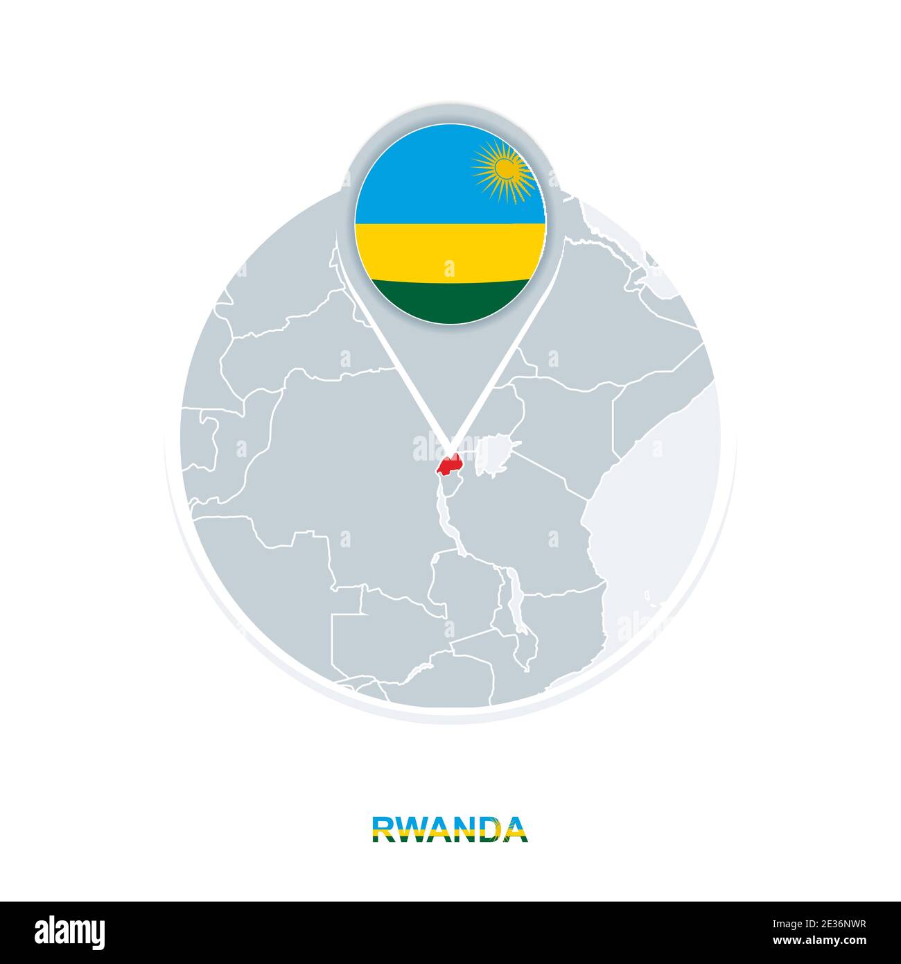 Rwanda map and flag, vector map icon with highlighted Rwanda Stock Vector Image & Art - Alamy