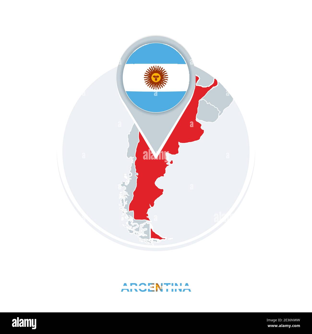 Argentina map and flag, vector map icon with highlighted Argentina ...