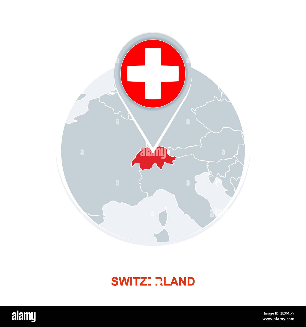 Switzerland map and flag, vector map icon with highlighted Switzerland ...