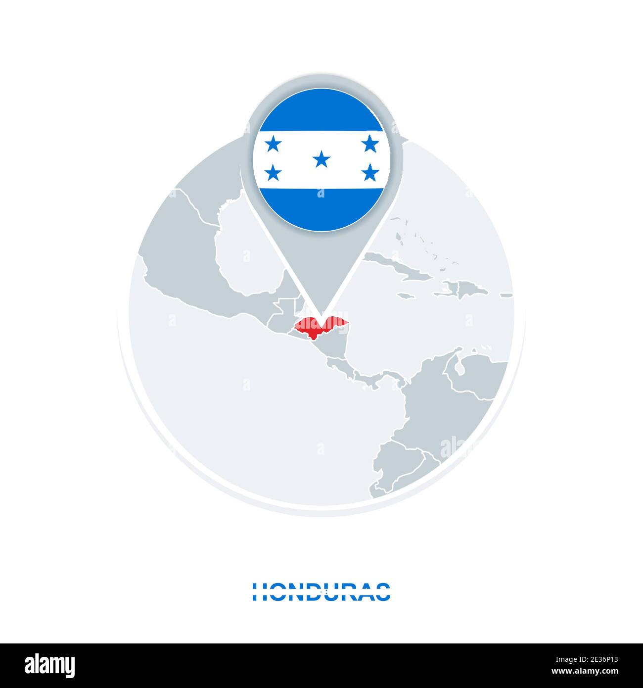 Honduras map and flag, vector map icon with highlighted Honduras Stock ...