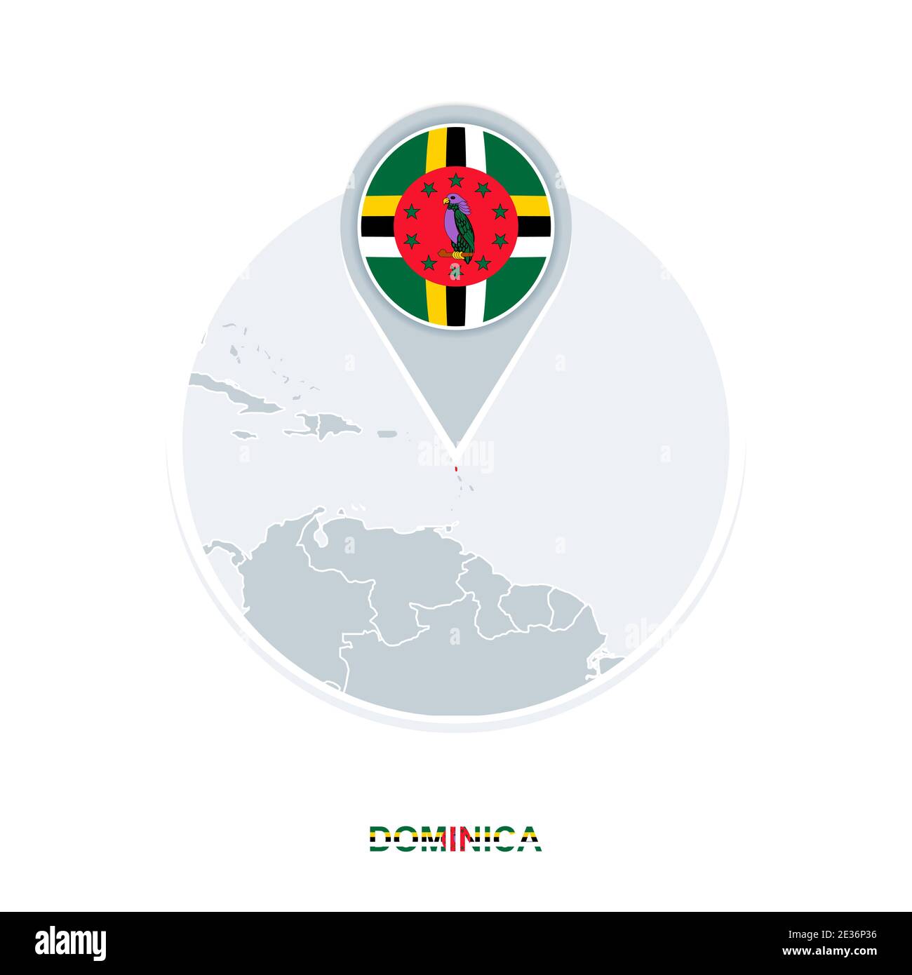 Dominica map and flag, vector map icon with highlighted Dominica Stock Vector Image & Art - Alamy