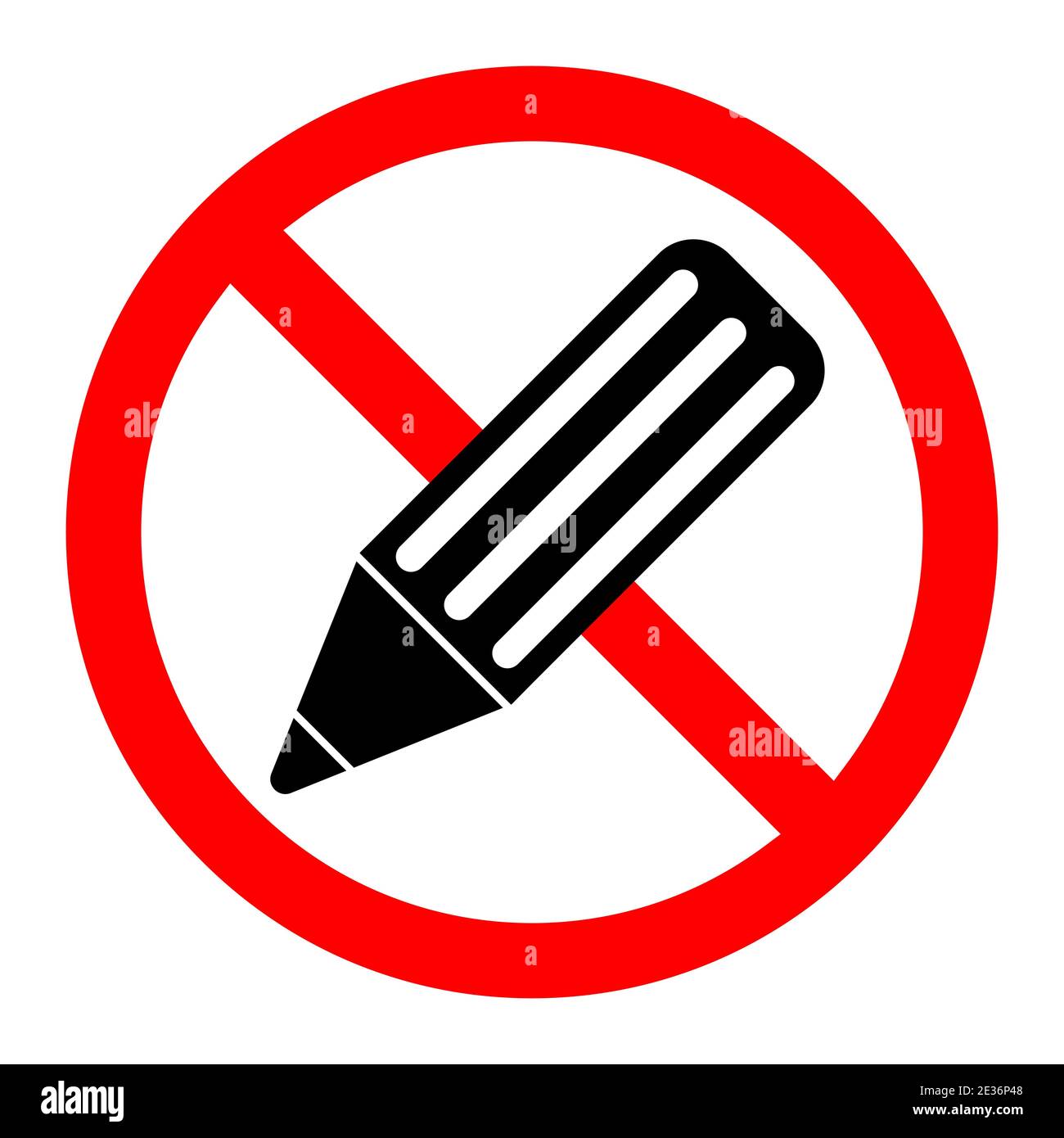 Pencil ban icon. Pencil is prohibited. Stop or ban red round sign with ...