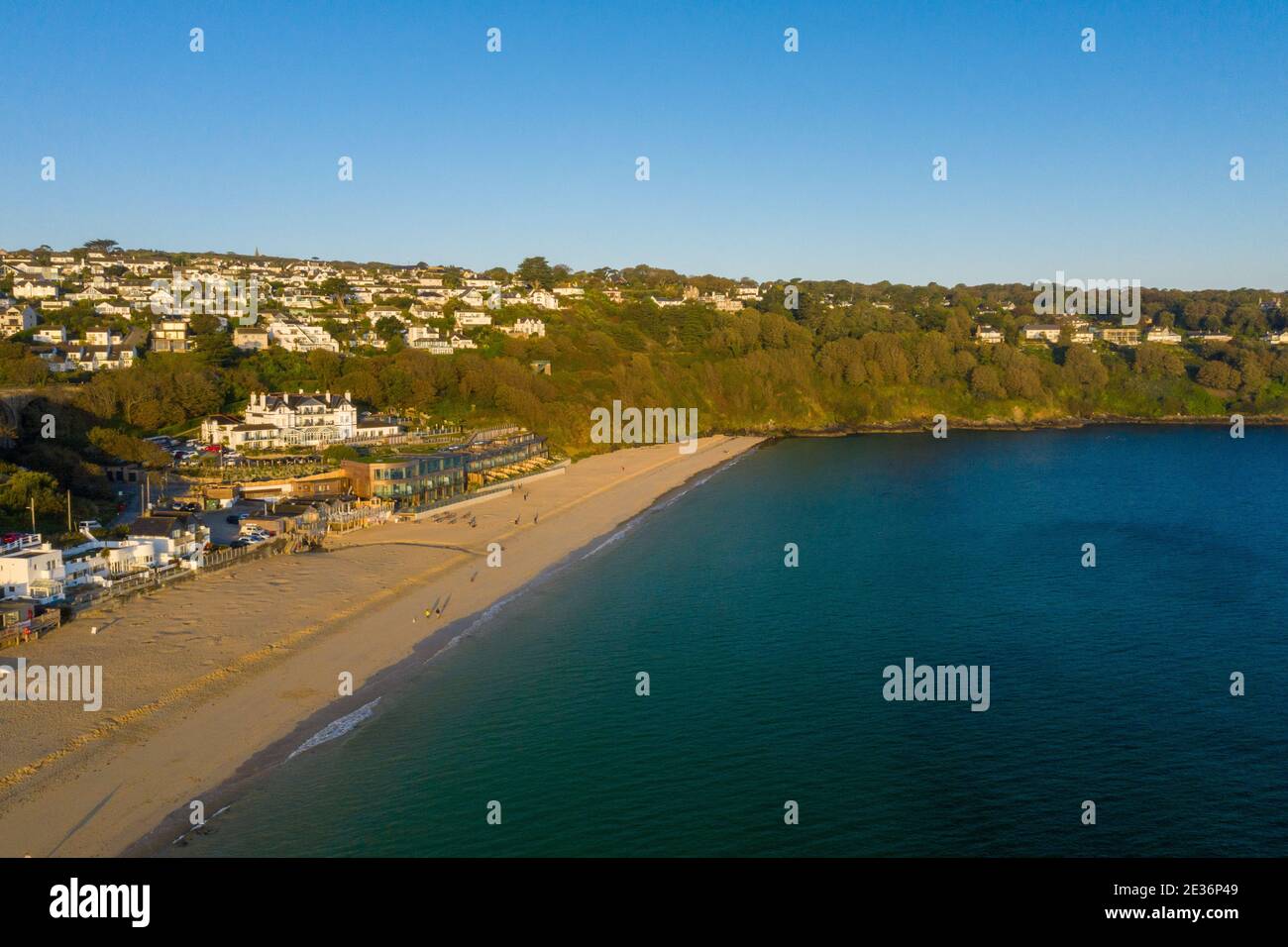 Aerial Image looking along the beach at the Carbis Bay Hotel Stock ...