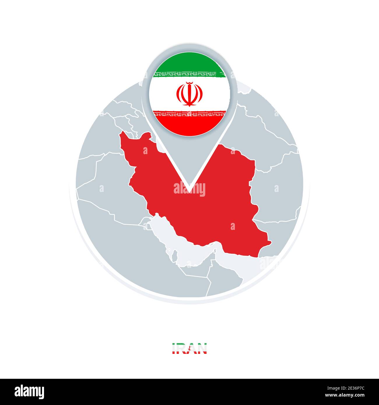 Iran Map And Flag Vector Map Icon With Highlighted Iran Stock Vector