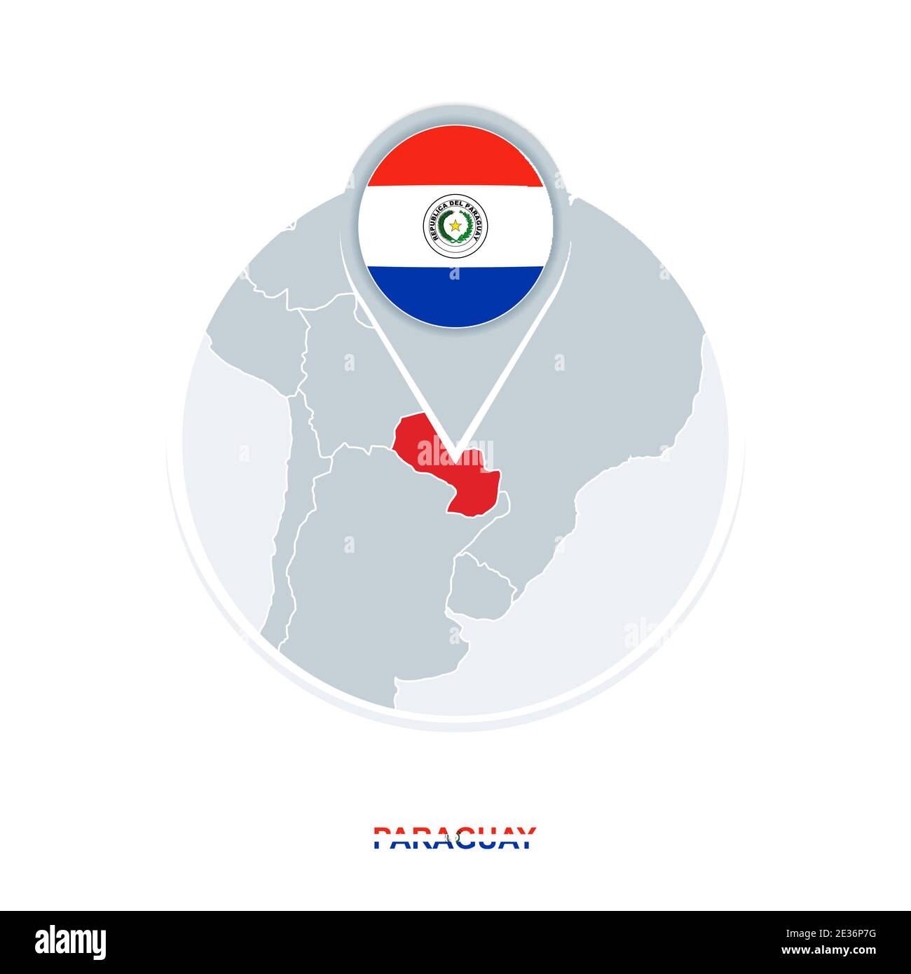 Paraguay map and flag, vector map icon with highlighted Paraguay Stock ...
