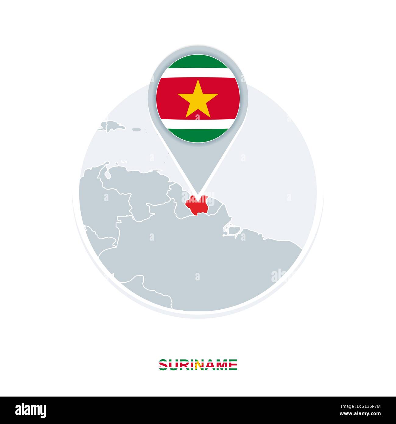 Suriname map and flag, vector map icon with highlighted Suriname Stock Vector Image & Art - Alamy