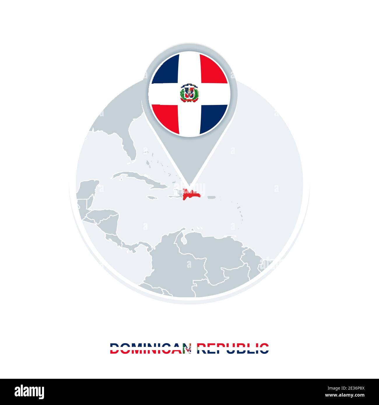 Dominican Republic map and flag, vector map icon with highlighted ...