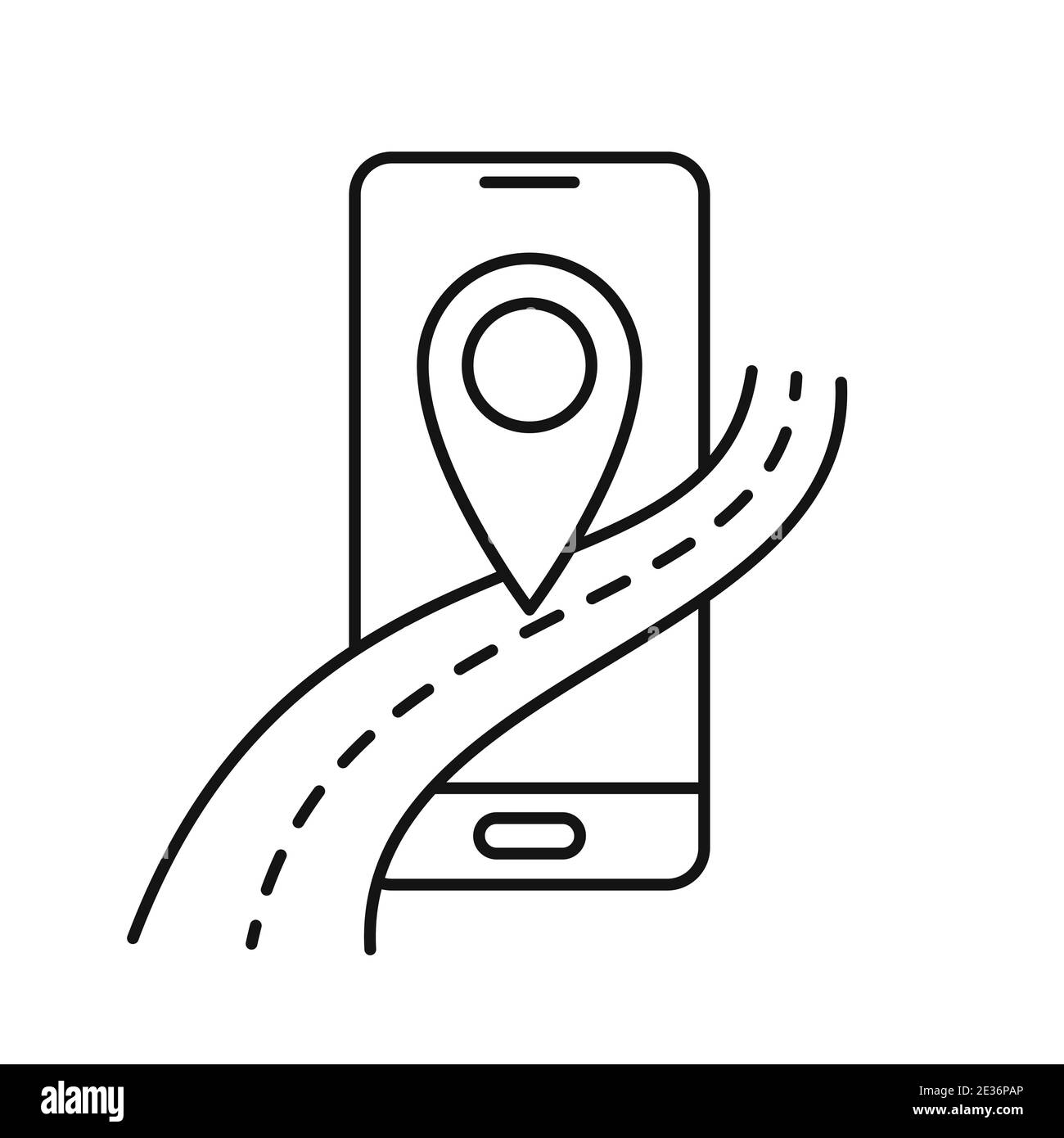 Smartphone with road icon. Mobile navigation app. Vector illustration. Conceptual icon Stock ...