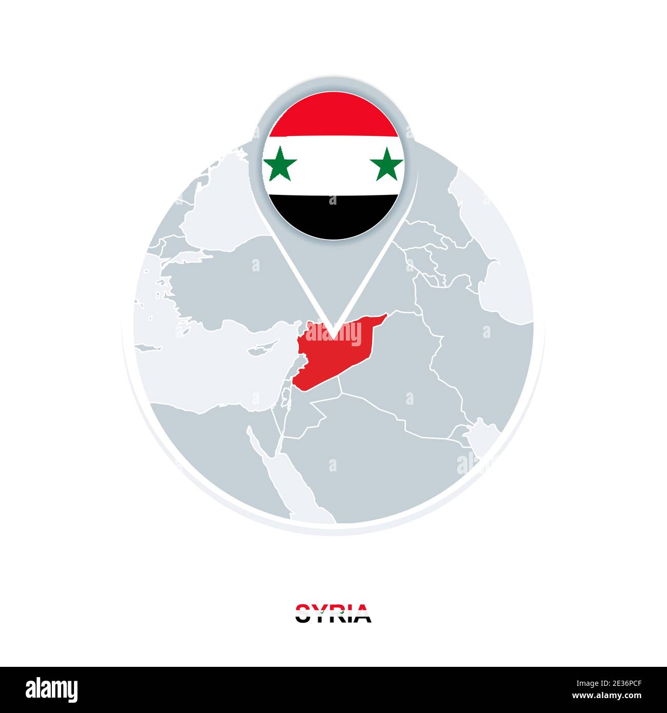 Syria map and flag, vector map icon with highlighted Syria Stock Vector ...