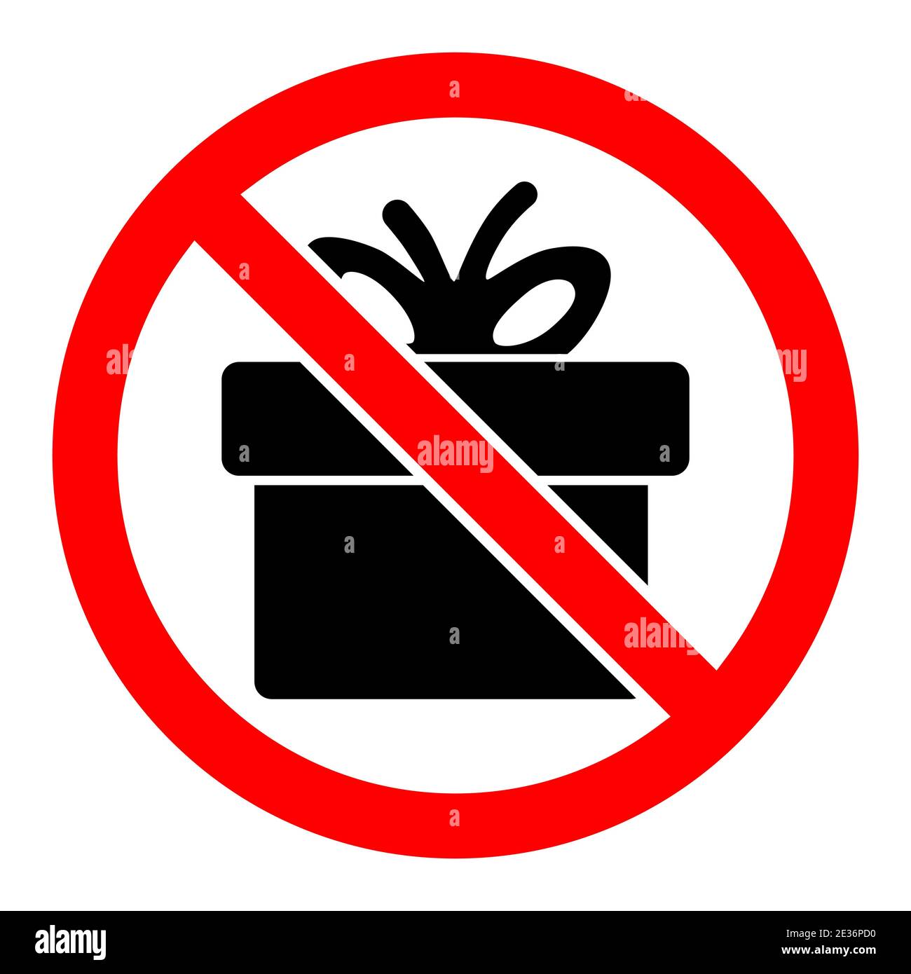 No gift icon. Gift box with ban icon. Gift box is prohibited. Stop or ...