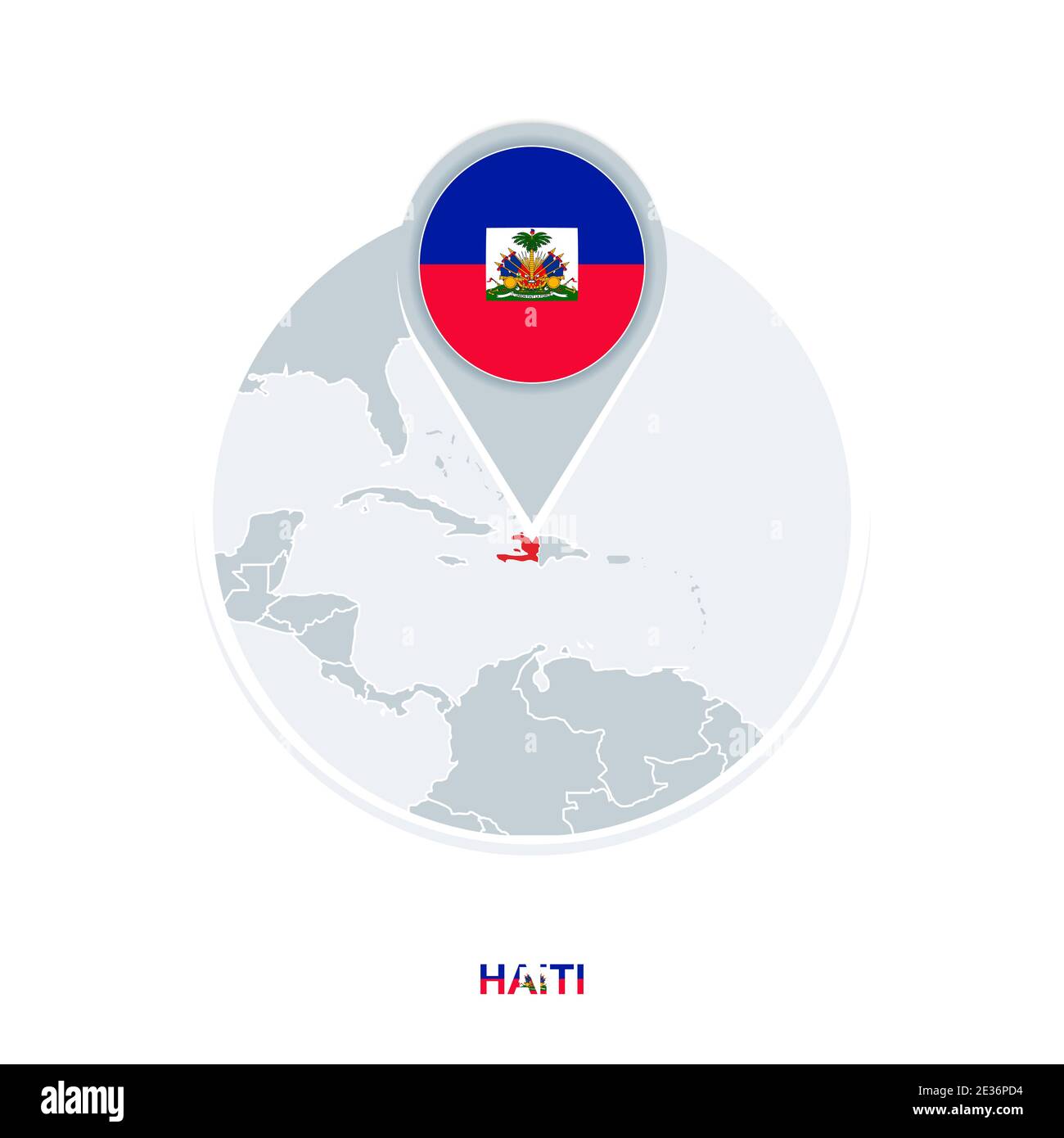 Haiti map and flag, vector map icon with highlighted Haiti Stock Vector ...