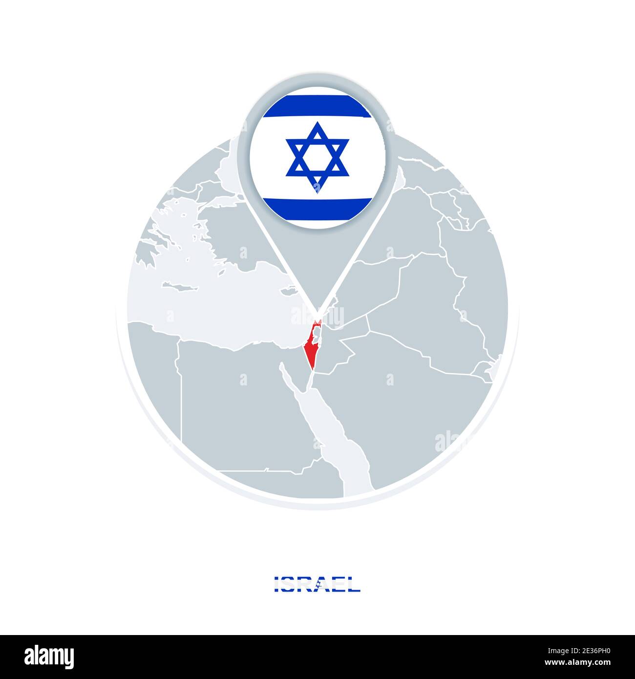 Israel map and flag, vector map icon with highlighted Israel Stock ...