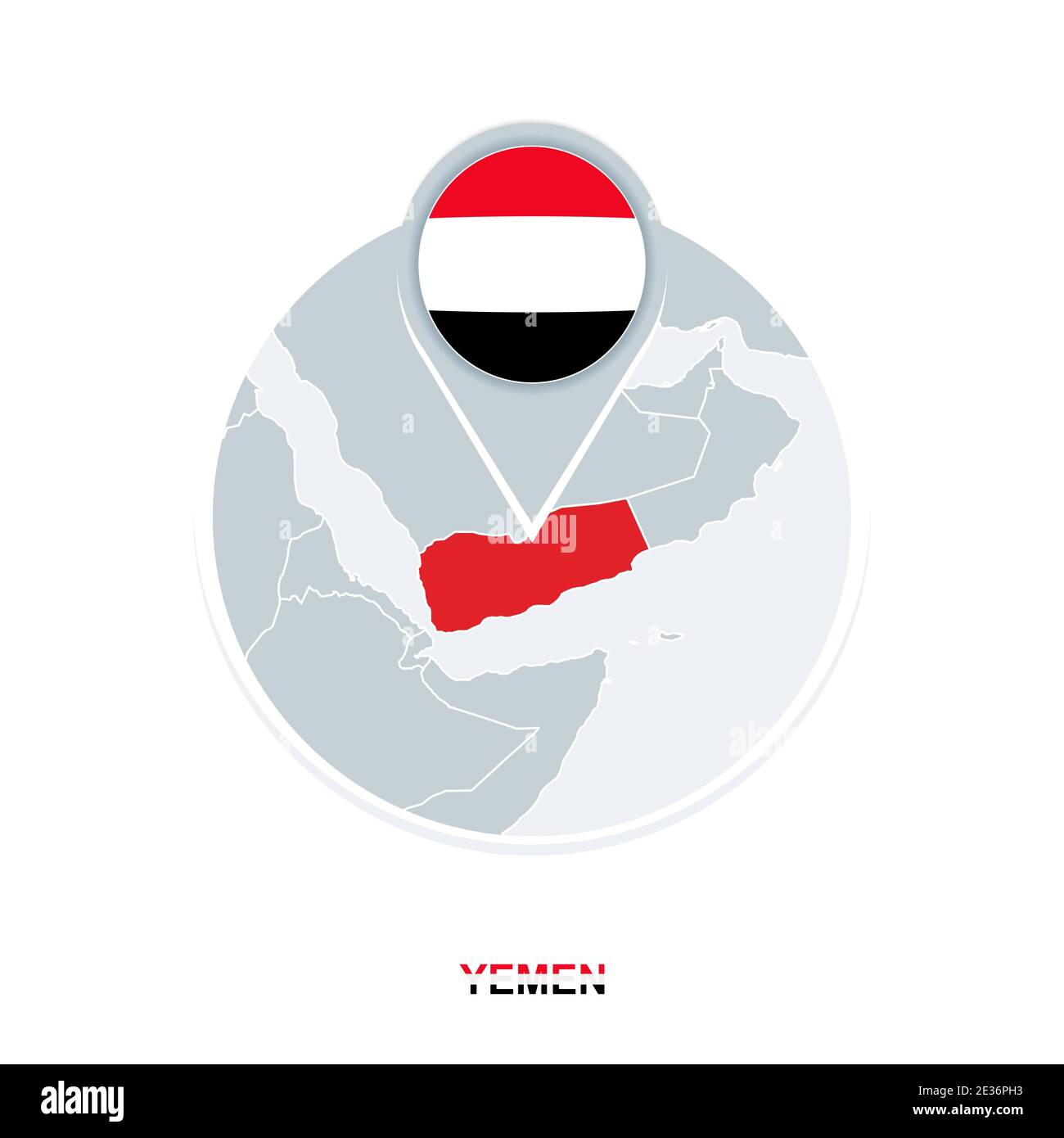 Yemen map and flag, vector map icon with highlighted Yemen Stock Vector ...