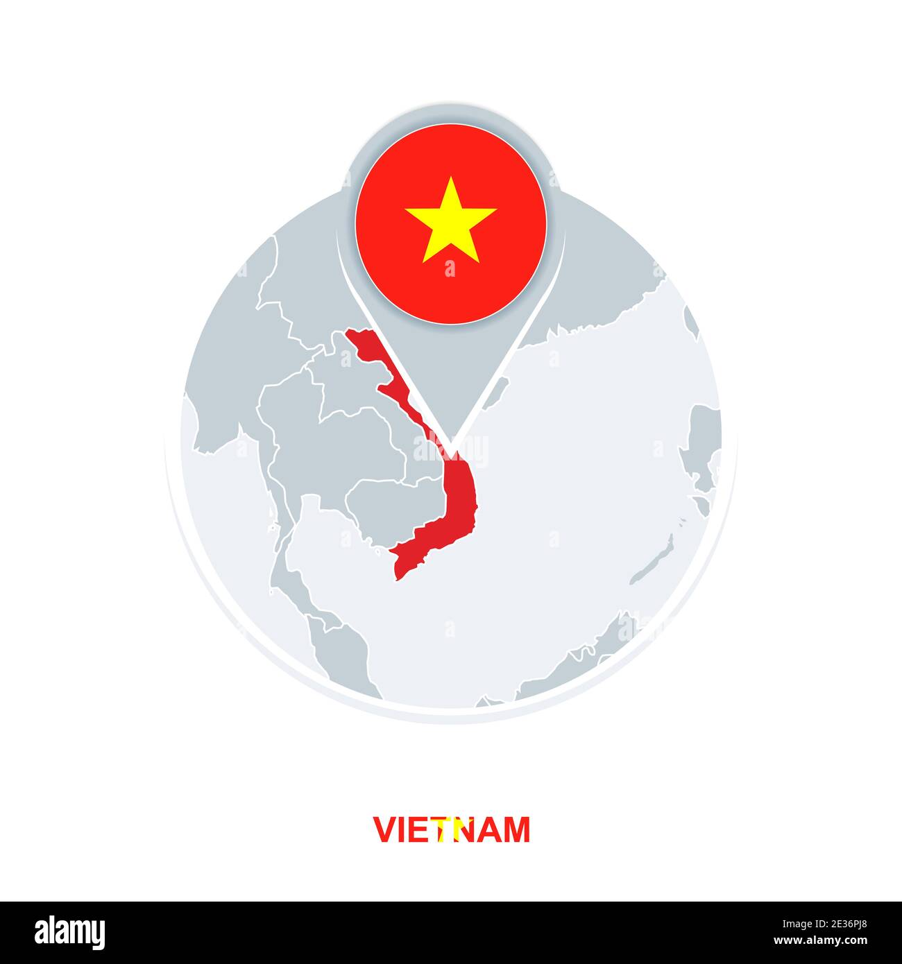 Vietnam map and flag, vector map icon with highlighted Vietnam Stock ...