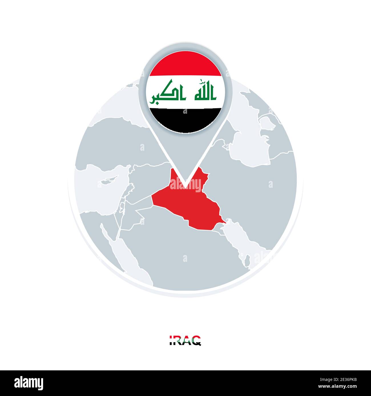 Iraq map and flag, vector map icon with highlighted Iraq Stock Vector ...