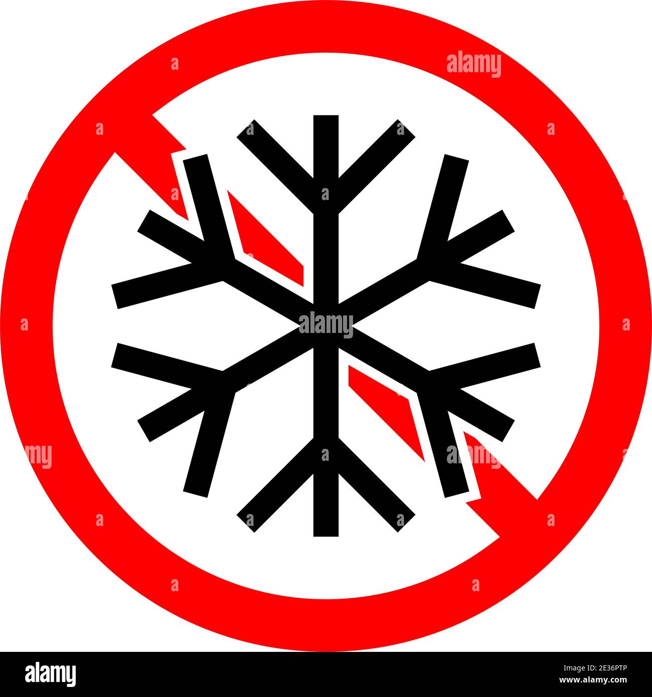 Stop or ban red round sign with snowflake icon. Vector illustration ...