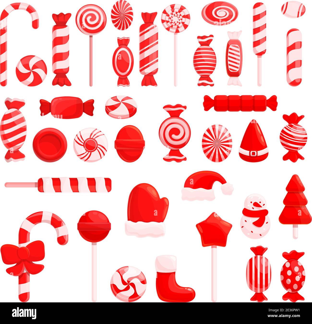 Christmas candy icons set. Cartoon set of christmas candy vector icons ...
