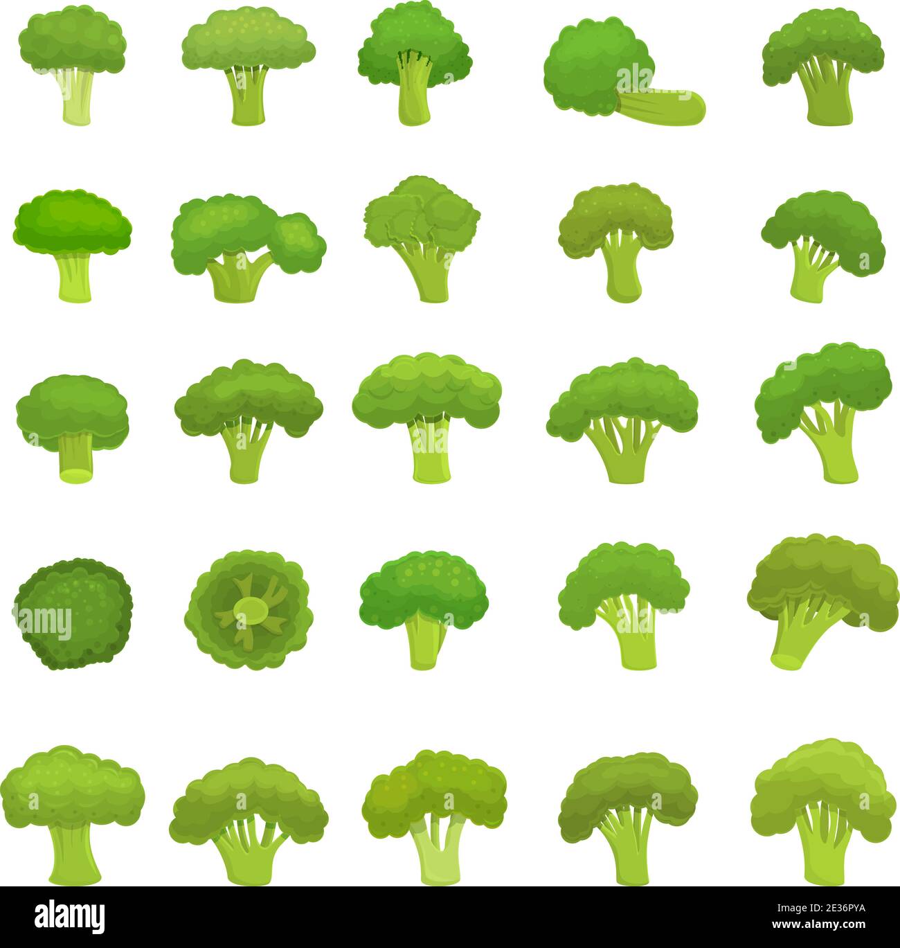 Broccoli icons set. Cartoon set of broccoli vector icons for web design ...