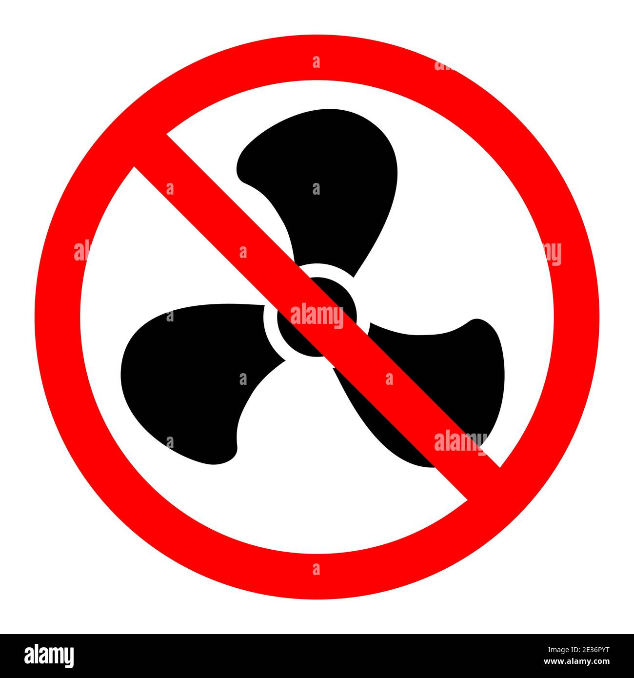 Stop or ban red round sign with fan icon. Vector illustration ...