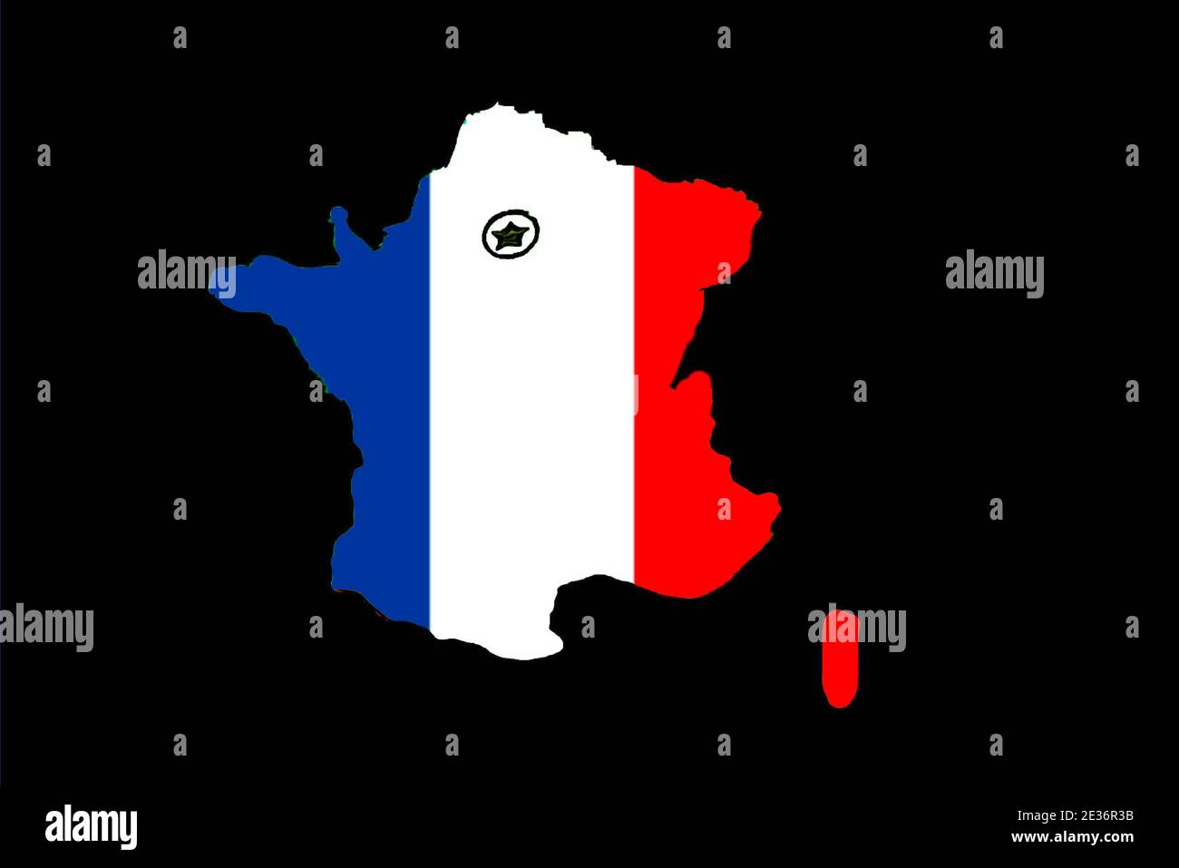 Flag Map of France with the Capital Marked with a Star Stock Photo - Alamy