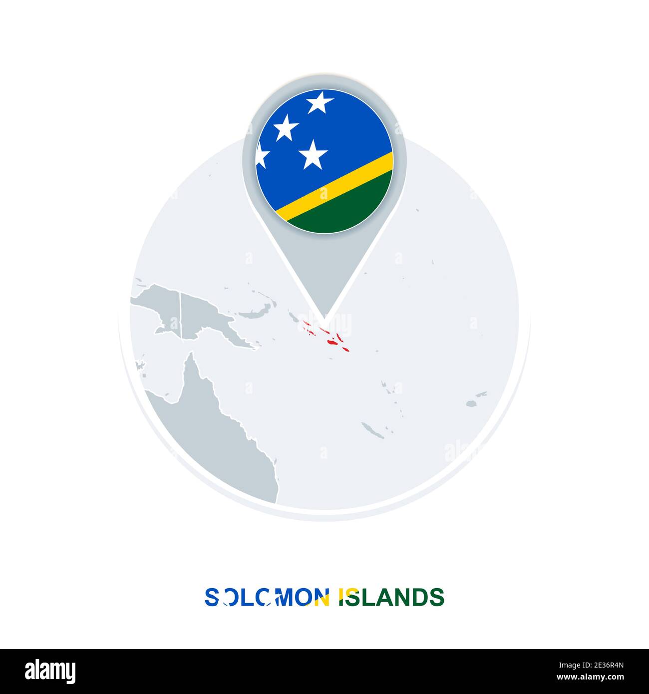 Solomon Islands map and flag, vector map icon with highlighted Solomon ...