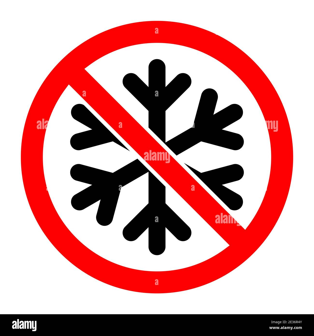 Stop or ban red round sign with snowflake icon. Vector illustration ...