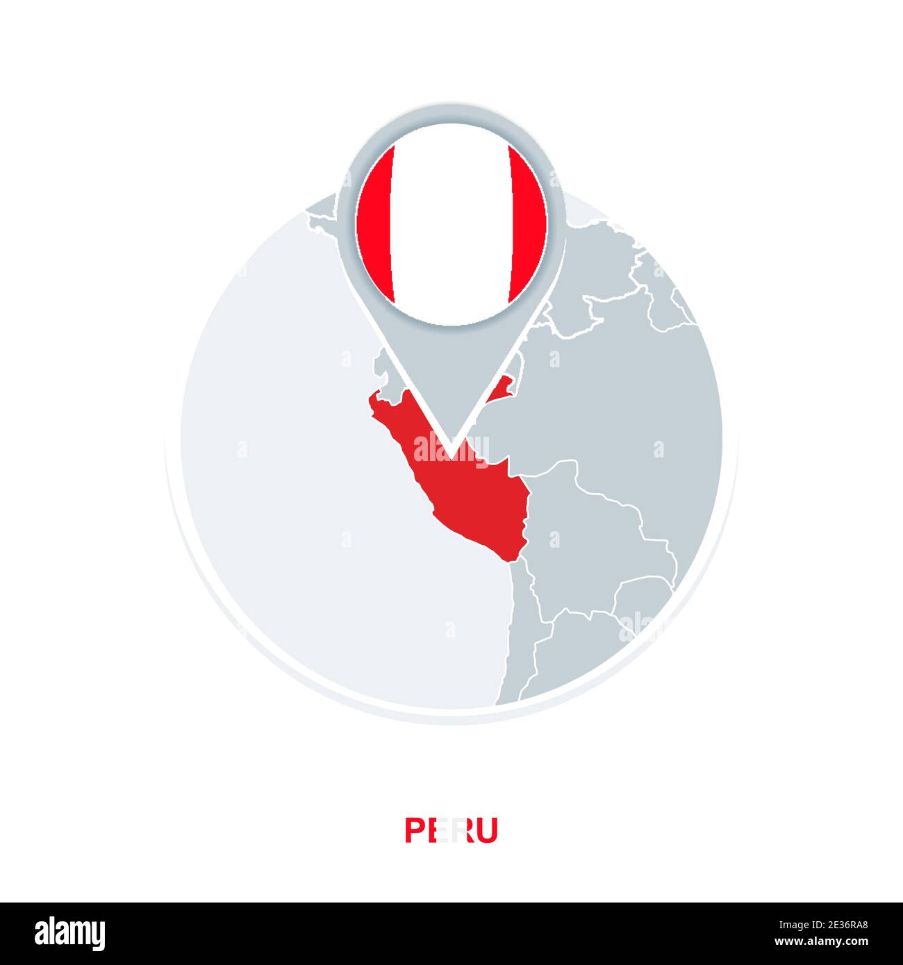 Peru map and flag, vector map icon with highlighted Peru Stock Vector ...