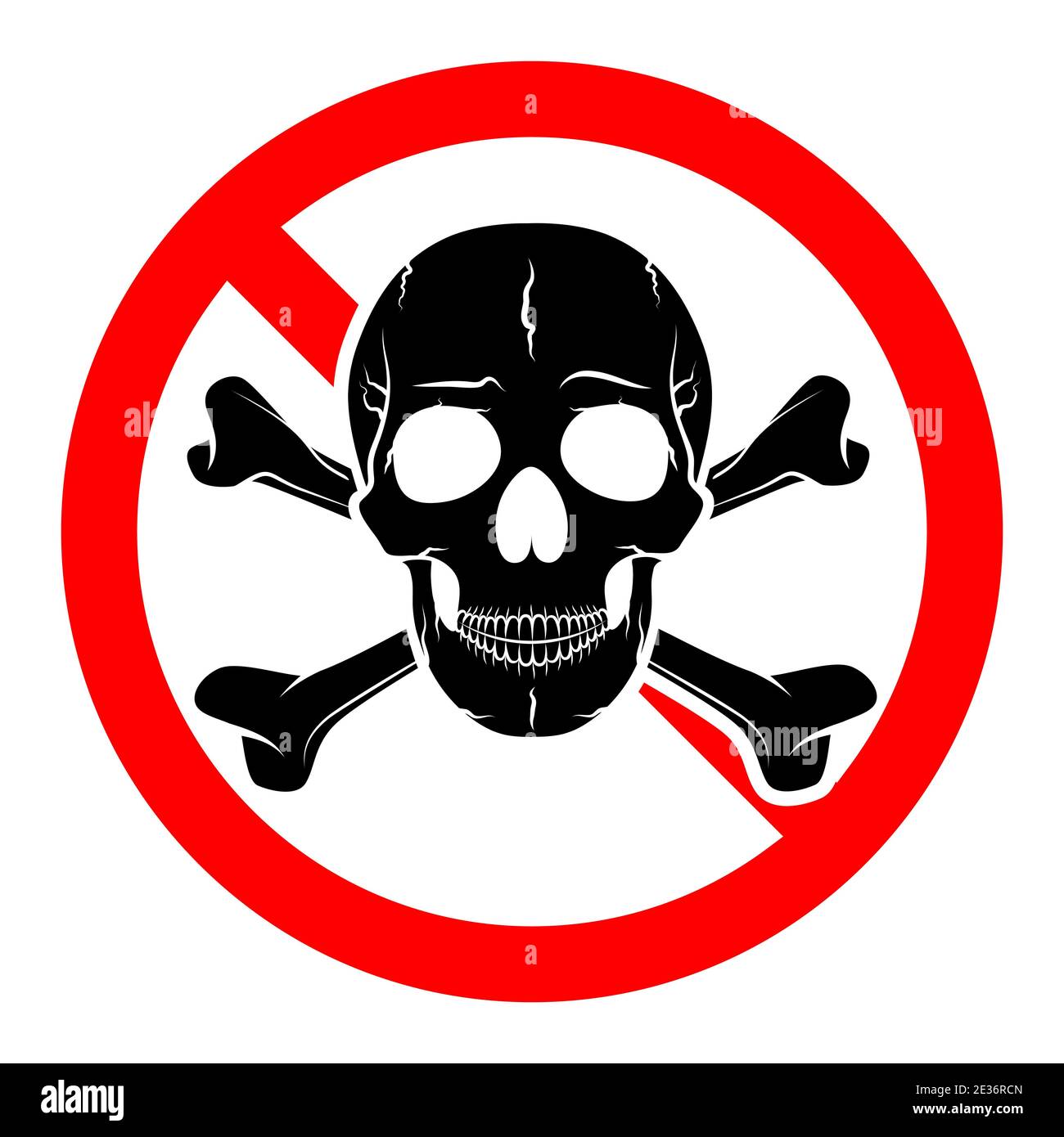 Stop or ban red round sign with skull and crossbones icon. Vector ...