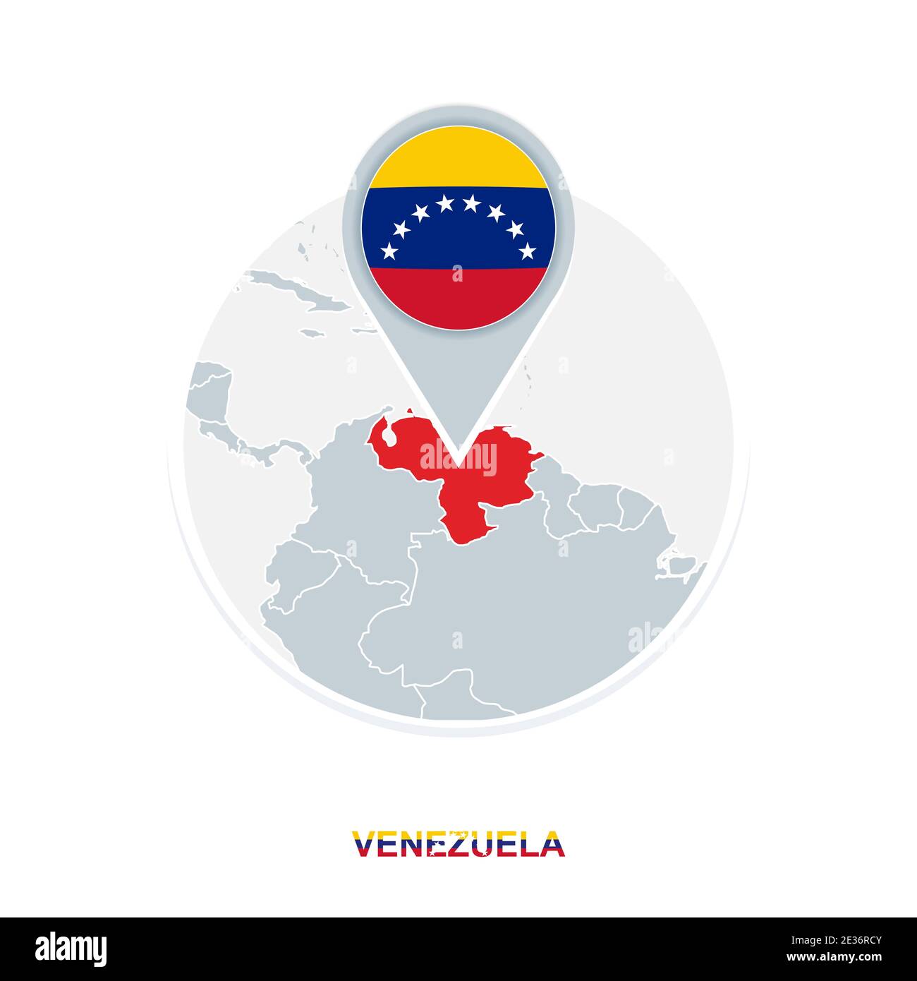 Venezuela map and flag, vector map icon with highlighted Venezuela ...