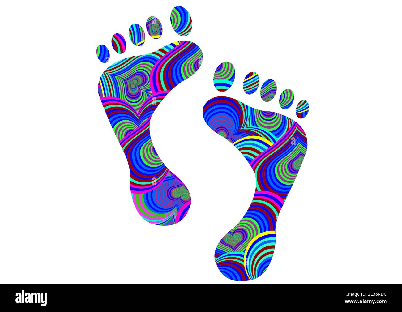 Fun foot print shape made of fun colorful circle pattern for decoration ...