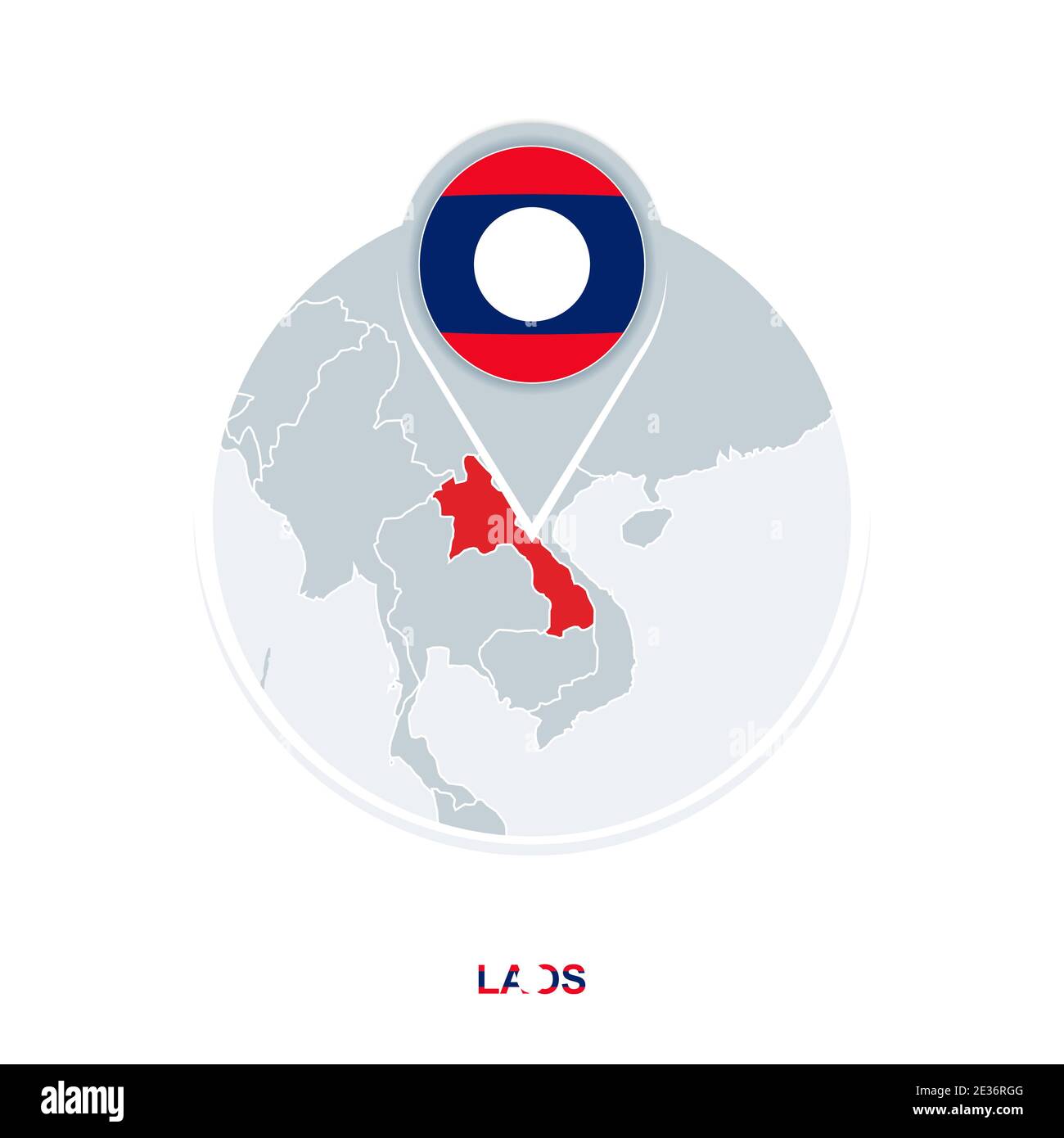 Laos map and flag, vector map icon with highlighted Laos Stock Vector ...
