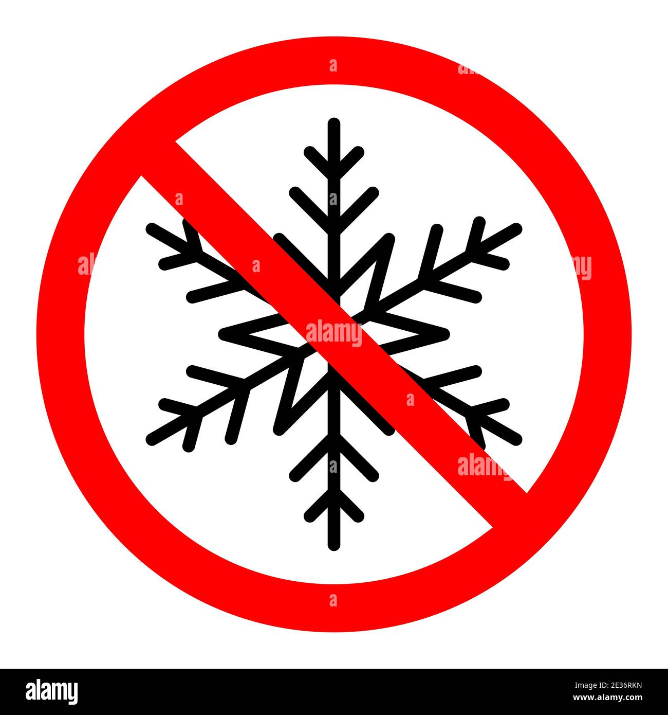 Stop or ban red round sign with snowflake icon. Vector illustration ...