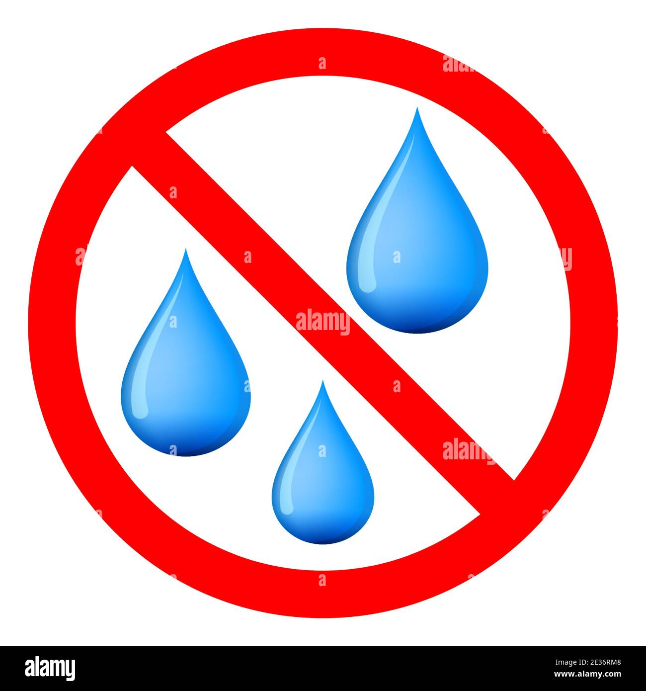Water is prohibited. No water drop icon. Stop or ban red round sign ...