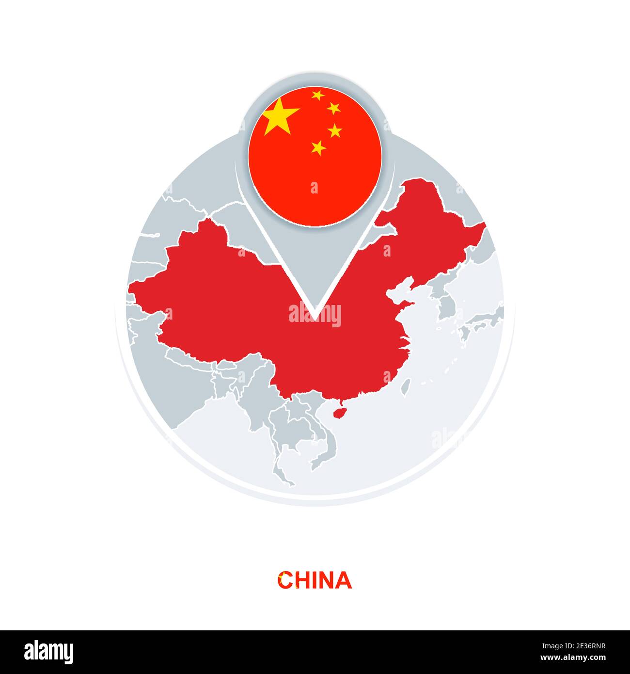 China map and flag, vector map icon with highlighted China Stock Vector ...