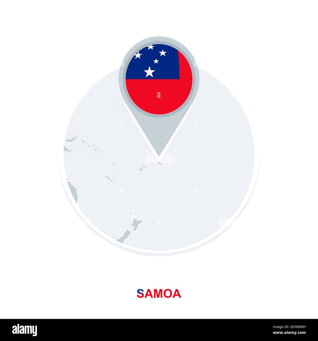 Samoa map and flag, vector map icon with highlighted Samoa Stock Vector ...