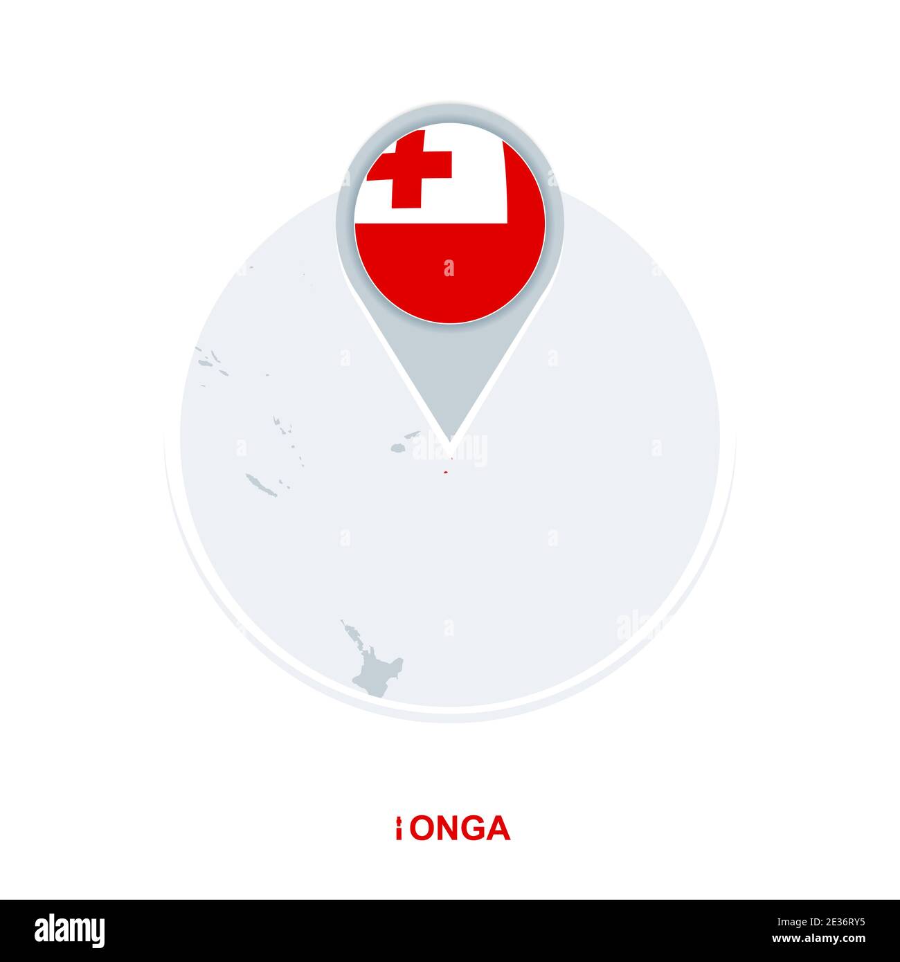 Tonga map and flag, vector map icon with highlighted Tonga Stock Vector ...