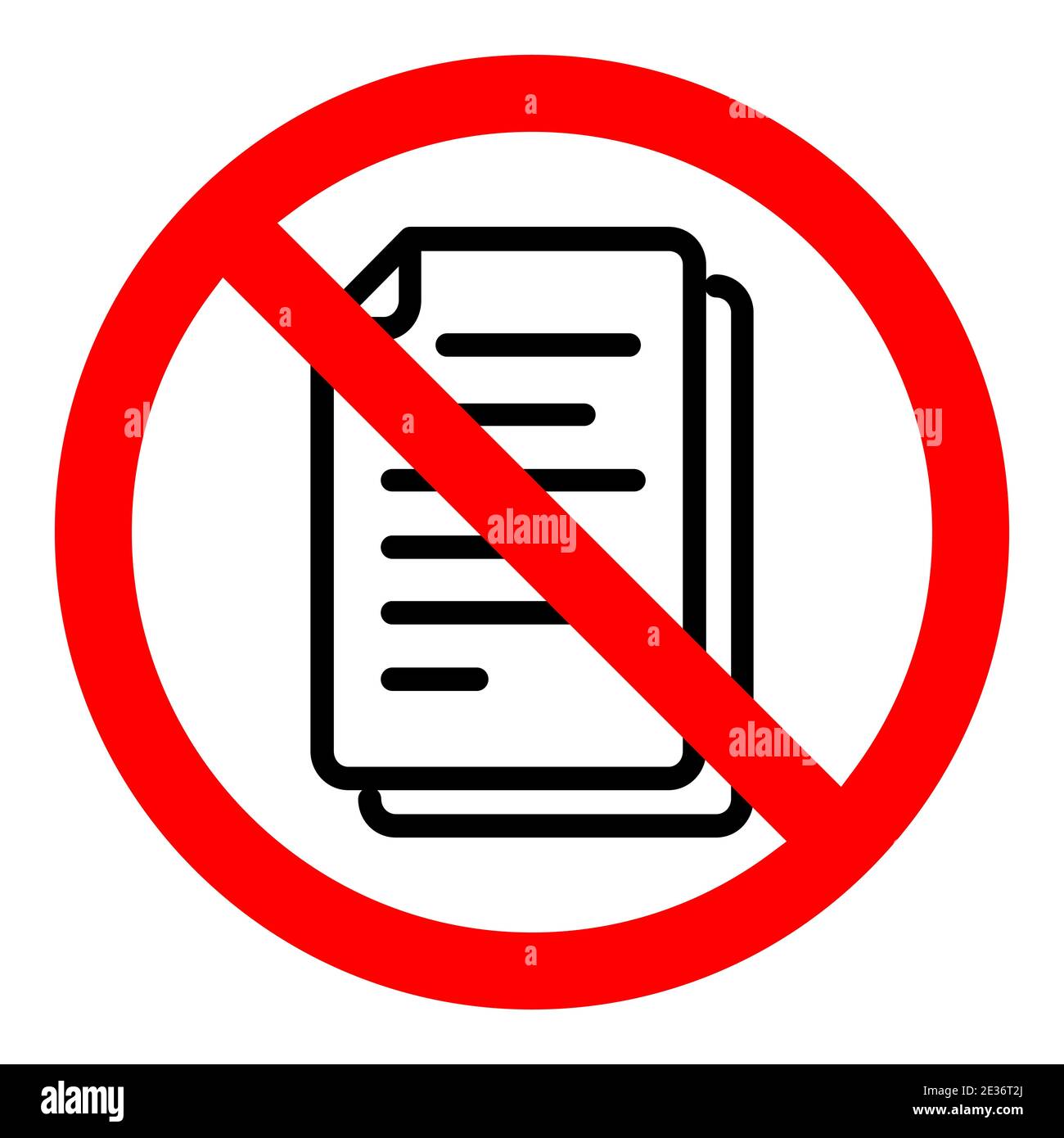 Stop or ban red round sign with document icon. Vector illustration ...