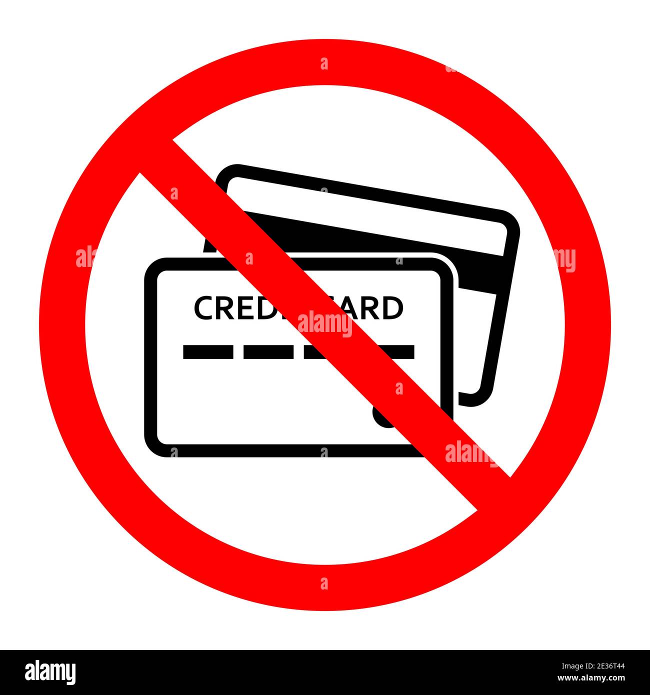 Credit card ban icon. Credit card are prohibited. Stop or ban red round ...