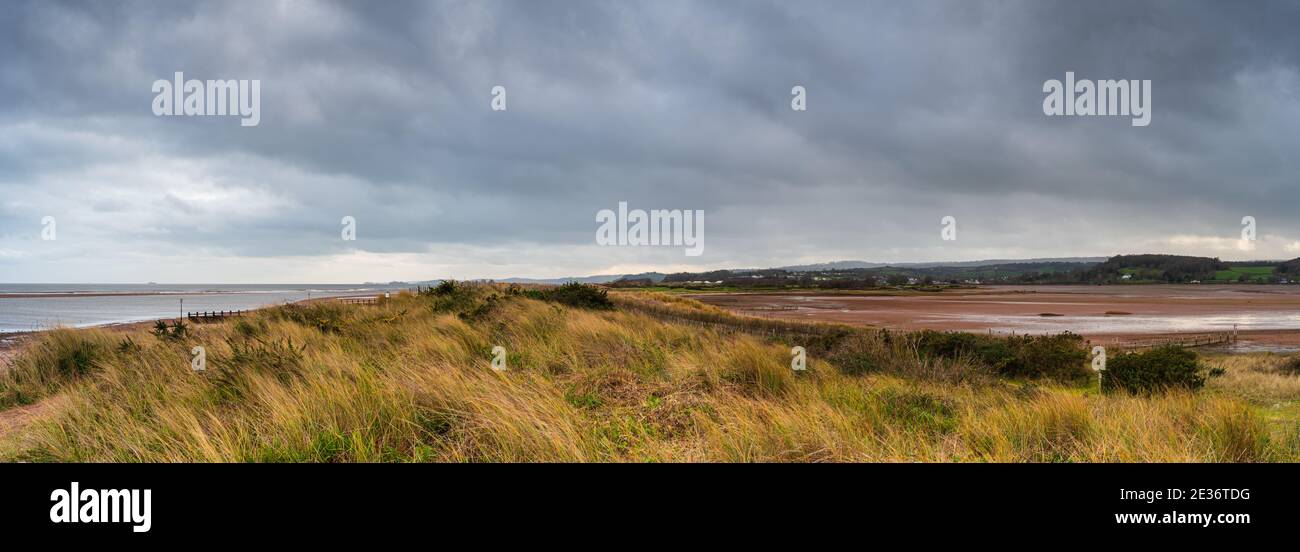 Panorama of dunes in Dawlish Warren Spit, Devon, England, Europe Stock ...